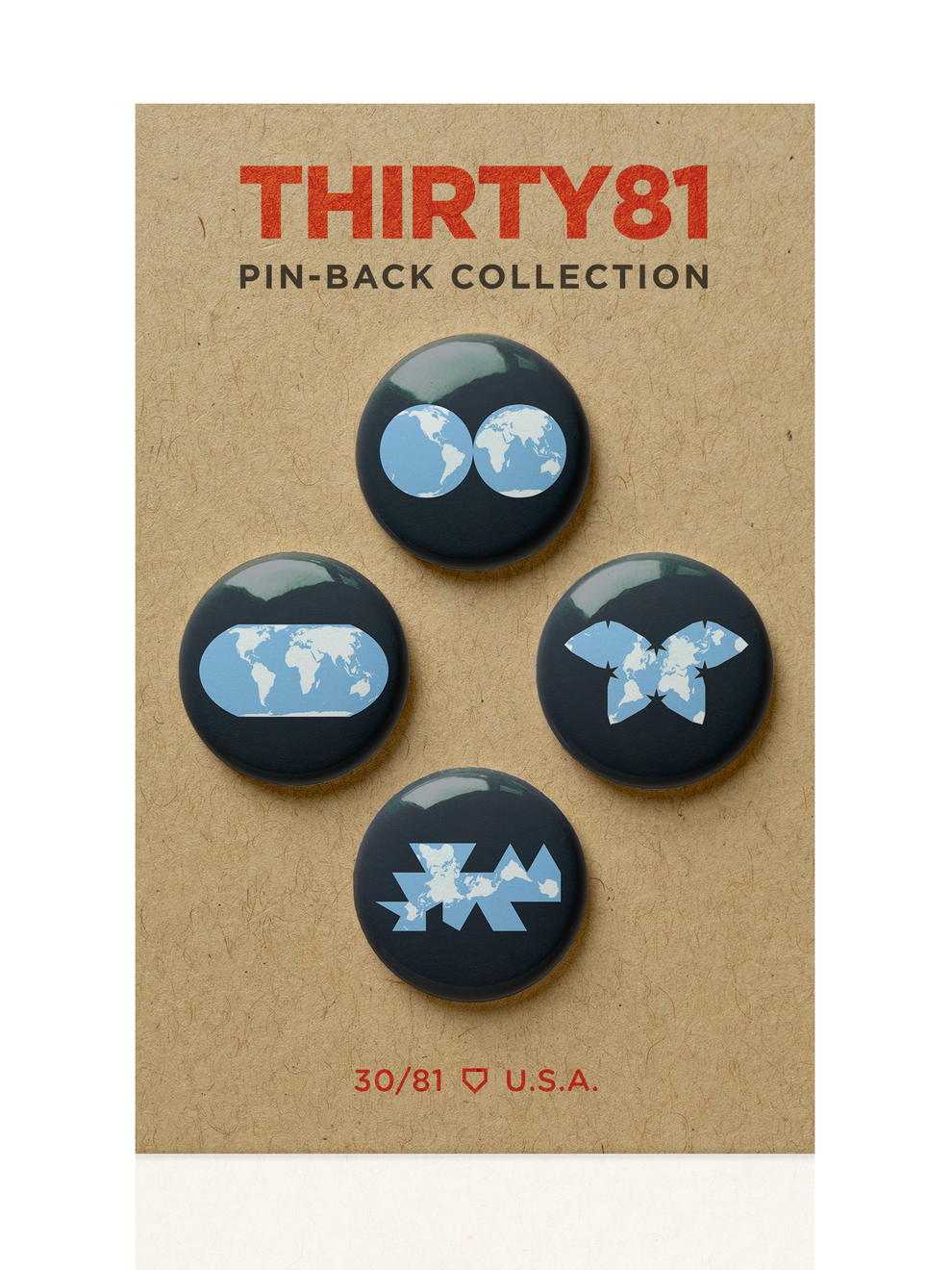 Map Projections Pin-Back Set – THIRTY81 Press
