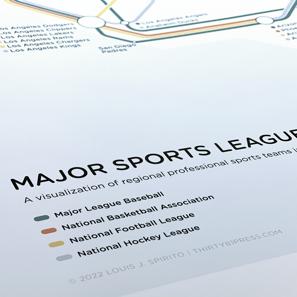 Major Sports Leagues Division Routes 36x24 Poster – THIRTY81 Press